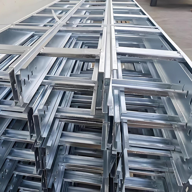 Ladder cable tray showing trapezoidal structure and open design