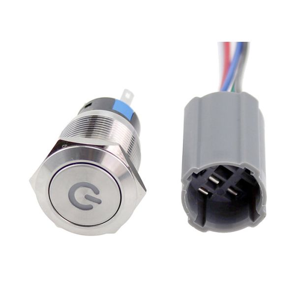 Quality IP67 Waterproof Push Button On Off Switch With Harness Plug For 19MM Mounting for sale