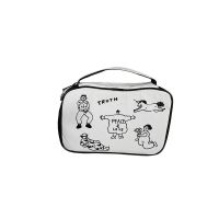 Quality Elegant White Floral Pattern Large Capacity Washable Travel Cosmetic Bag with for sale