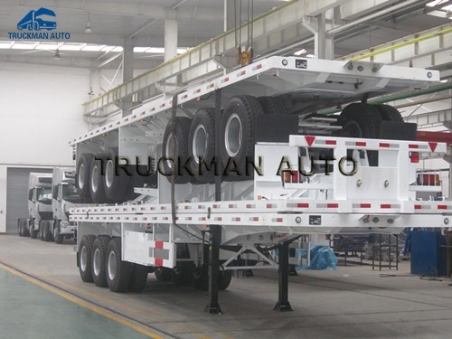 Quality 40" Flatbed 3 Axles Container Semi Trailer 50 Tons Loading Capacity With Led for sale