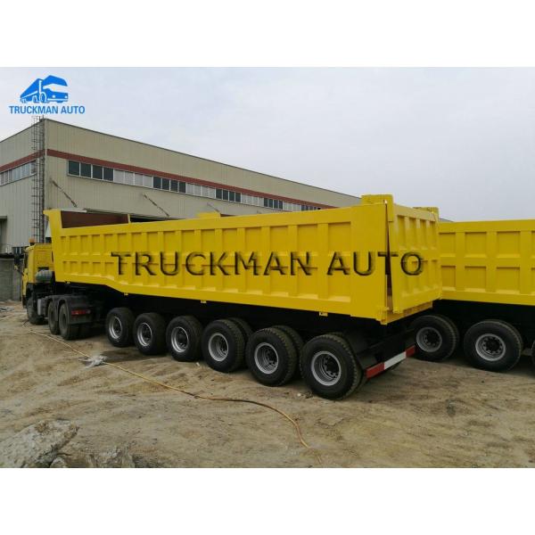 Quality 6 Axles Bauxite Semi Tipper Trailer , Tractor Trailer Dump Trailer 80 Tons for sale