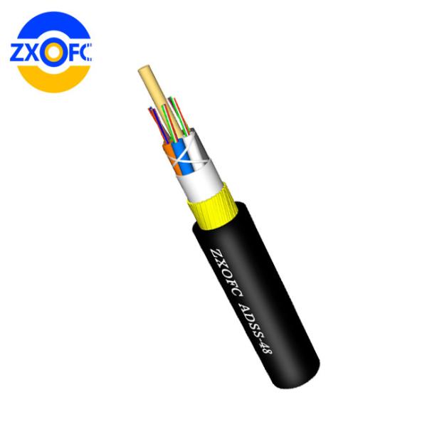 Quality 24 48 Core ADSS Single Mode Fiber Optical Cable With Span 50-400 meters G652D for sale