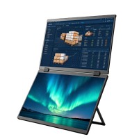 Quality New Portable Ultra Thin Folding Dual Screen 15.6 Inch IPS LCD LED Laptop for sale