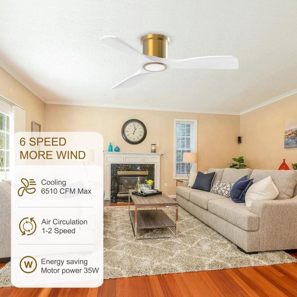 Quality 3000K Black 52 Inch Ceiling Fan With Light Efficient Reversible DC Motor for sale
