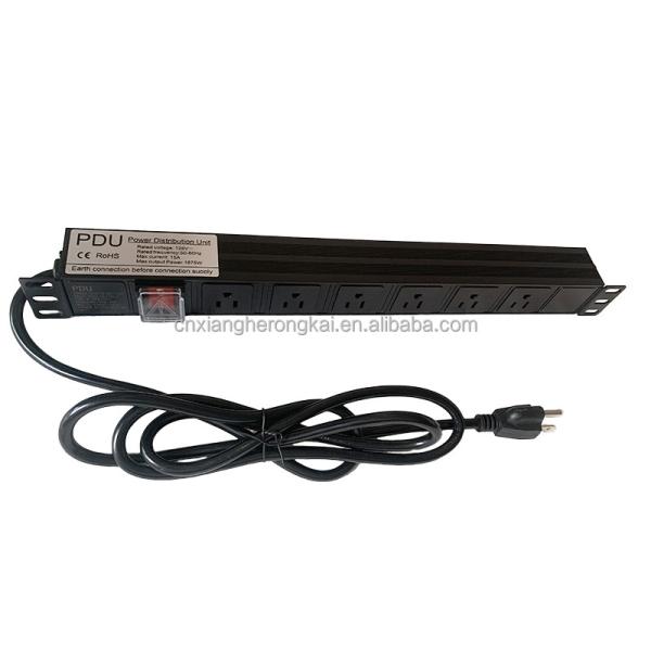 Quality Black 8 Ways 20A Double-Break Switch American Standard Power Socket PDU for for sale