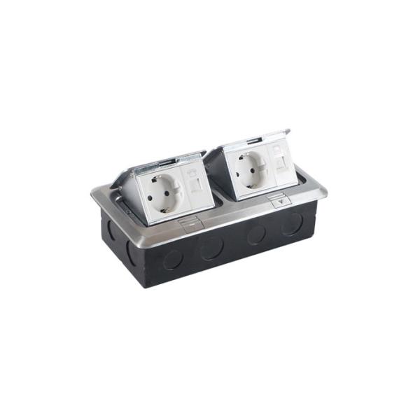 Quality Motorized Polished Pop Up Floor Outlet Double Socket Floor Box CE Passed for sale