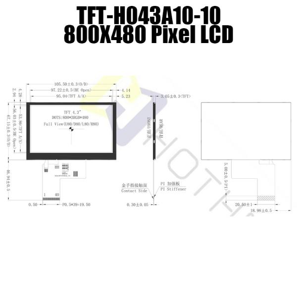 Quality 4.3 inch 800x480 TFT LCD Display Module With RGB Interface for sale
