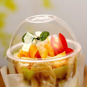 Quality Dome Compostable Coffee Lids For Pet Cups , Plastic Dome Lids 90mm Transparent for sale