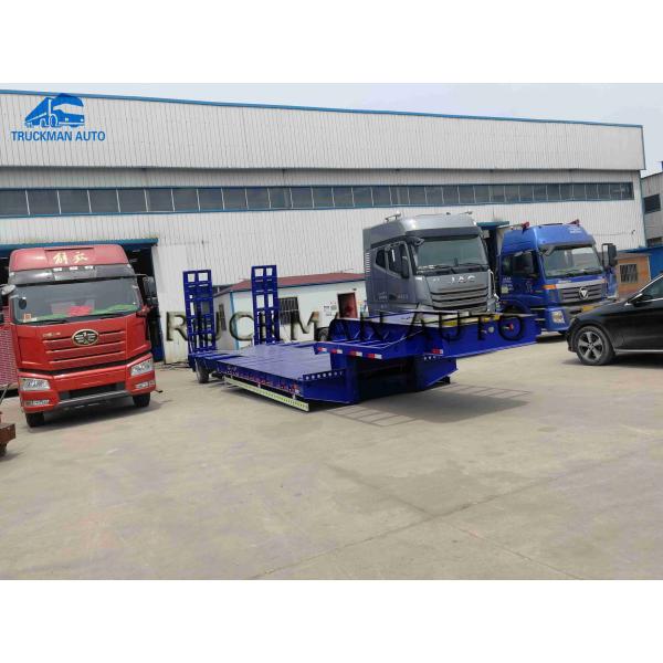 Quality Flexible Lowbed Trailer Truck , 3 Axle Low Bed Trailer 70 Tons Loading for sale