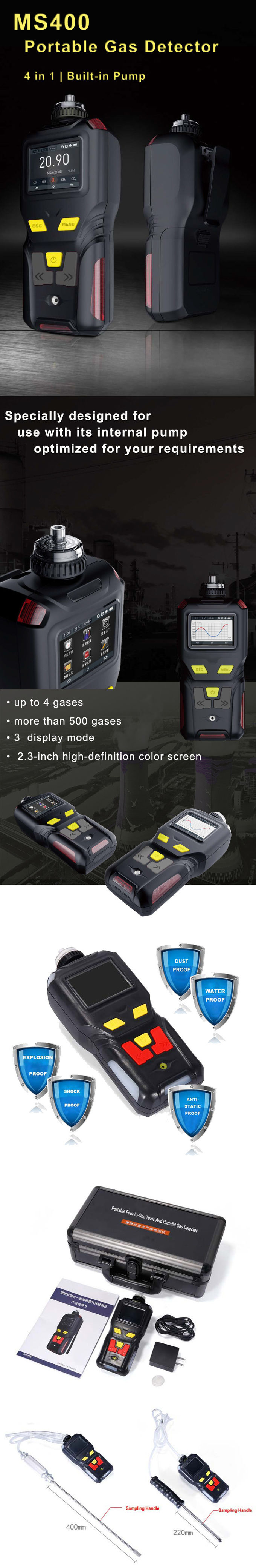 CO H2S O2 EX 4 in 1 Multi Gas Detector ATEX Dust Proof Buzzer Alarm 1