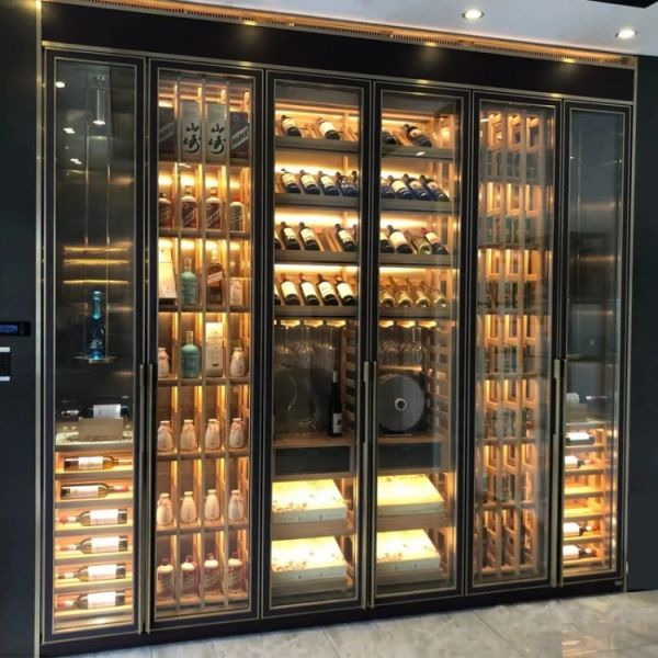 Quality Black Metal Wine Cabinet Floor Standing Embedded Wine Locker for sale