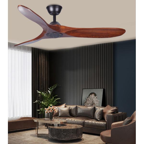 Quality Brown ECO Solid Wood Ceiling Fan 52in 3 Blade Wood Fan for sale