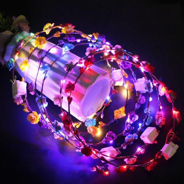 Quality Ladies Christmas Hair Accessories Luminous Led Flower Crown Light Up Glowing 65cm for sale