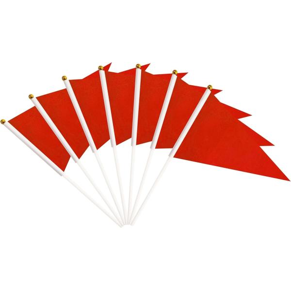 Quality Plastic Sticks Red Pennant Flags Mini Hand Held Solid Blank Flag Sports Club for sale