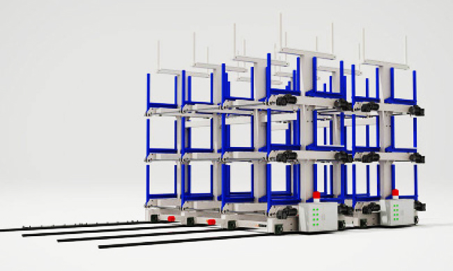 Electric Mobile Telescopic Cantilever Racking Automatic Loading and Unloading Systems For Long Products Warehouse Storage Racking