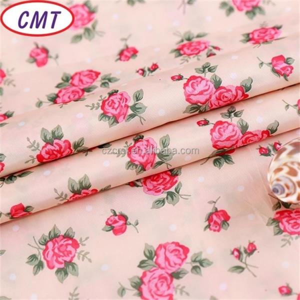 Quality Flower Printed 75D 100% Polyester Taffeta Fabric with 190T Density for sale