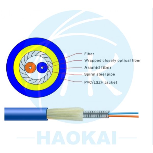 Quality Flame Retardant Jacket Indoor Optical Cable Armored Fiber Optic Cable GJSJV for sale