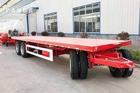 Quality Farm Truck Platform Flatbed Drawbar Full Trailer With Ladder for sale