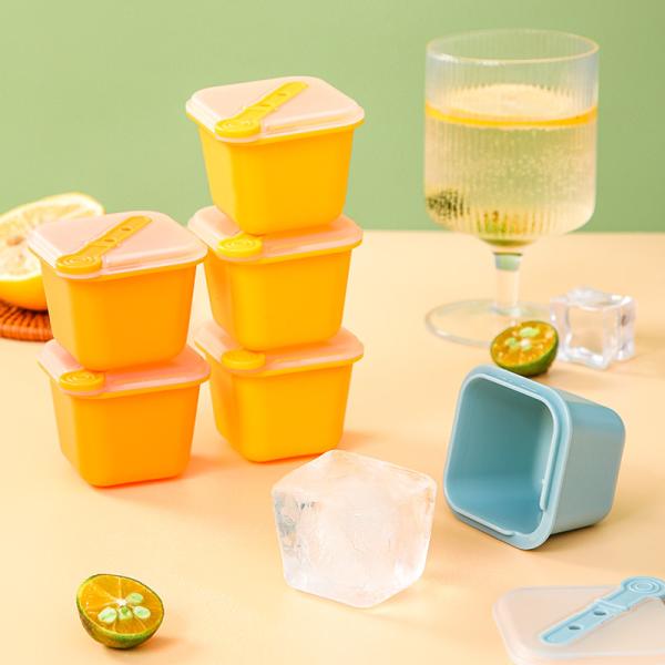 Quality Silicone Square Ice Cube Tray Making Mold with Lid 6PACK Refrigerator Accessory for sale