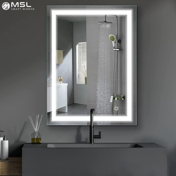 Quality Wall Mounted LED Square Mirror 6000K LED Illuminated Bathroom Mirror Customized for sale