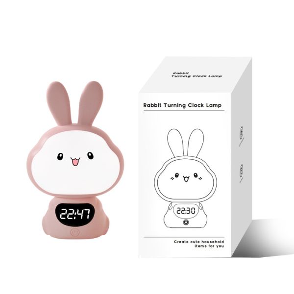 Quality Cute Bunny Plug In Night Light With Clock Rotatable Sleep Trainer Remote Control for sale