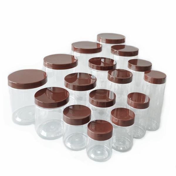 Quality Dia 85mm Round Plastic Canisters Easy Open Transparent Nuts Storage Jars With Lids for sale