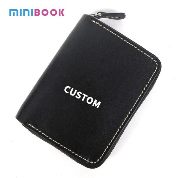 Quality Retro Style Short Zipper Wallet Money Cloth Made of Vegetable Tanned Cowhide Leather for sale
