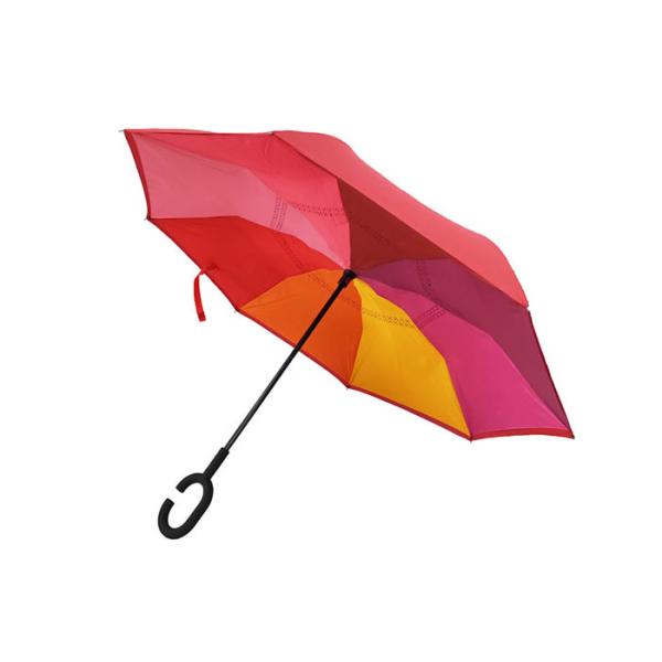 Quality Straight Folding Folding Inverted Umbrella , Car Reverse Umbrella C Shaped for sale