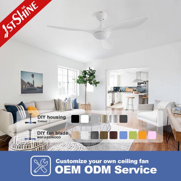 Quality 52 Inch White Ceiling Fan With Dimmable LED Light And Remote Control DC Motor for sale