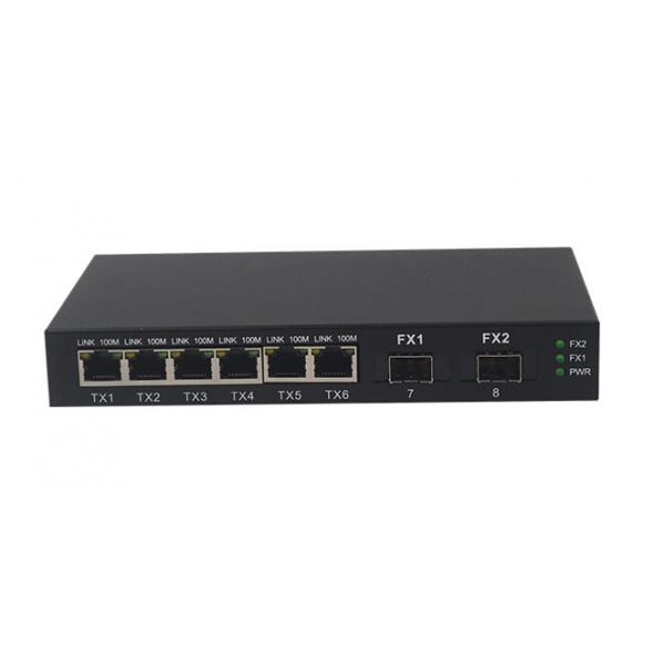Quality 8 ports Ethernet Fiber Optic Switch 2 100M fiber port 6 10 / 100M UTP ports ST / SC / FC optional for sale