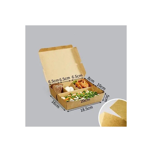Quality Biodegradable Cowhide Paper Food Takeaway Boxes Containers Salad Divider for sale