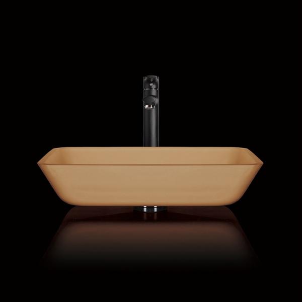 Quality Rectangular Above Counter Bathroom Sink Bowls Brown Glass Vessel Tasteful Acid Matt for sale
