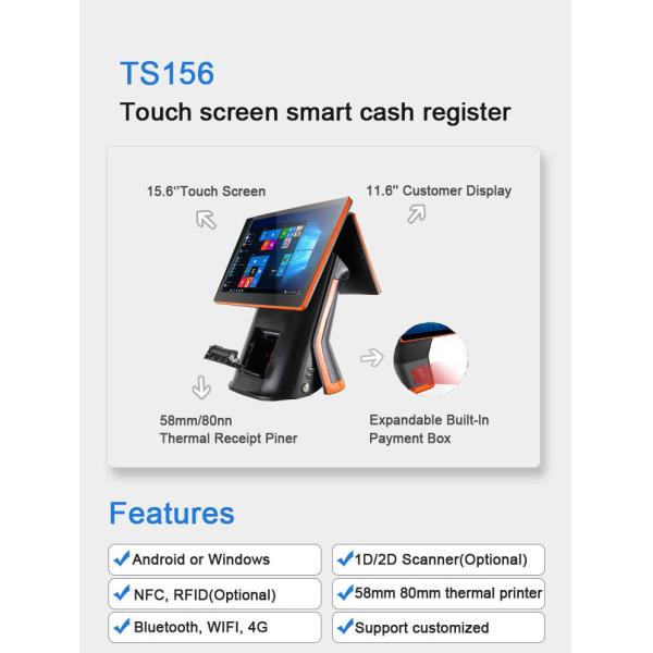Quality User-Friendly Retail POS System with 15.6" Dual Touch Screen and Capactive Touch for sale
