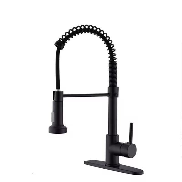 Quality Classic Single Handle Stainless Steel Kitchen Faucet with Ceramic Valve Core and LED Light for sale