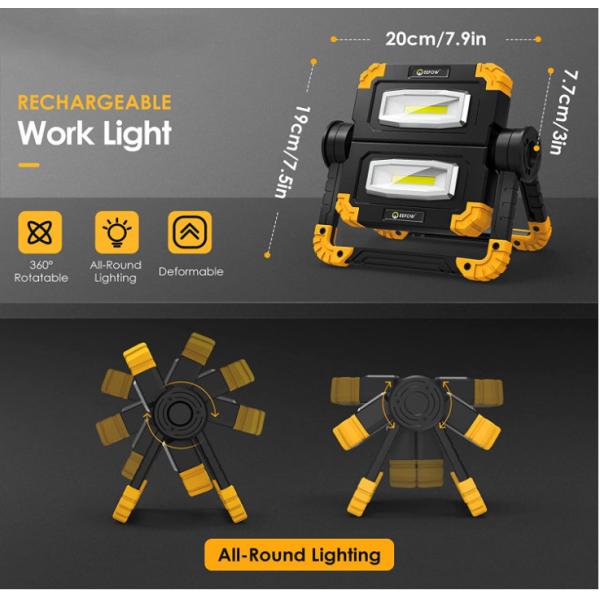 Quality Rechargeable Portable LED Work Light with 2000 Lumens 360 Degree Rotation and for sale
