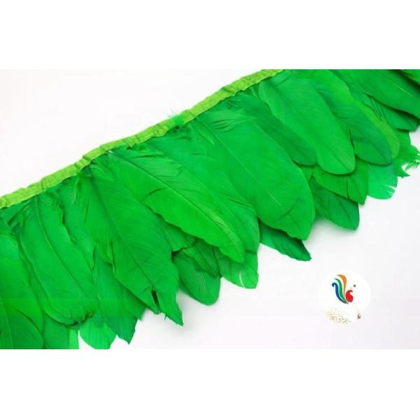 Quality Dress Decoration Goose Feather Fringe Trim with Satin Ribbon Tapes and Dyed for sale