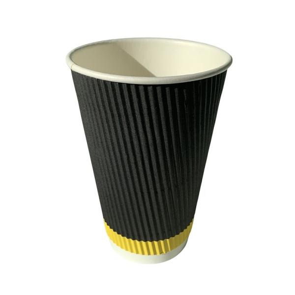 Quality Insulated Triple Wall Printed Paper Coffee Cups Stable PE Lining 16oz Ripple Cups for sale