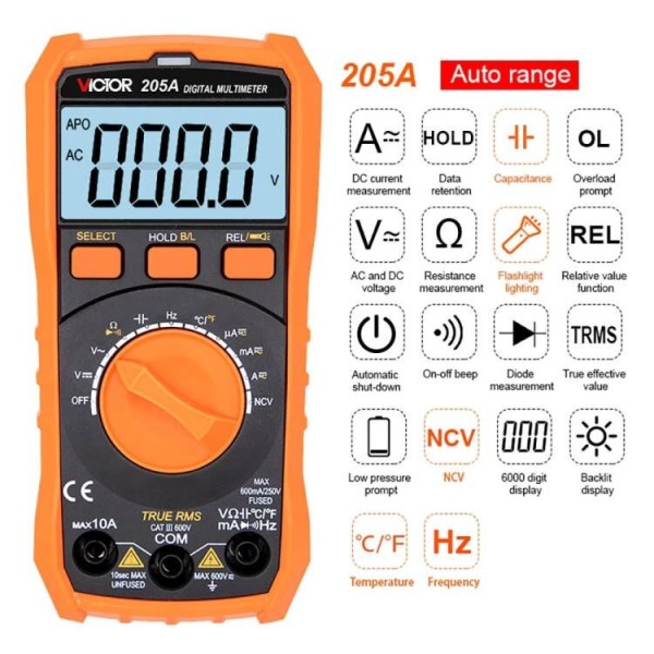Quality 6000 Counts Industrial True Rms Multimeter With Temperature Backlight for sale