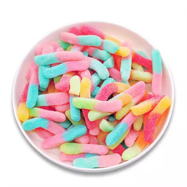 Quality OEM Custom Fruit Soft Candy Gummy Bear Bulk Gummy Worms Multi Colored for sale