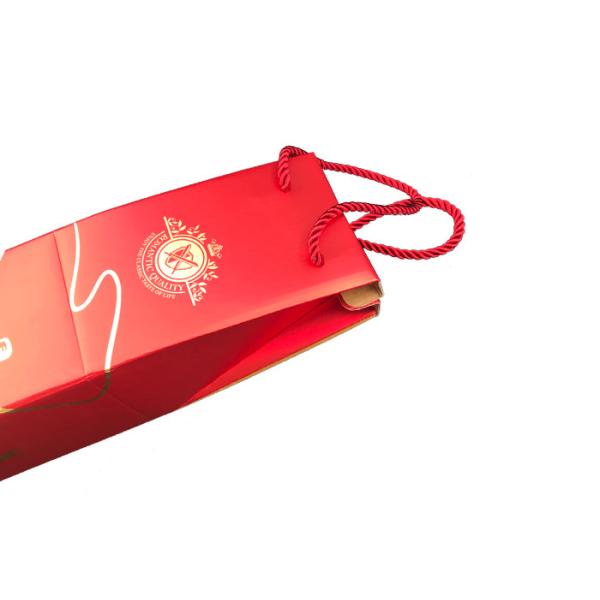 Quality Red Fancy Corrugated Wine Gift Box Packaging With Red Handles Customized Logo for sale