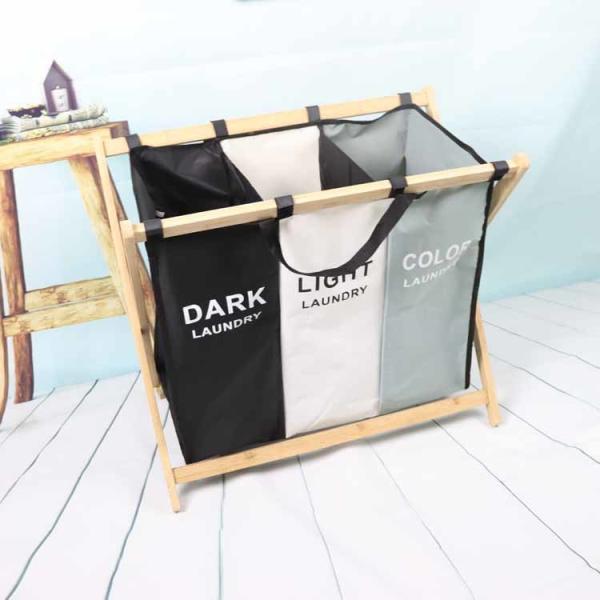 Quality Reusable Folding Collapsible Laundry Hamper For Clothes Socks Sturdy Bamboo Wood for sale