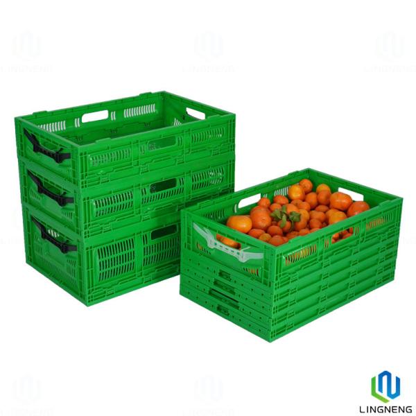 Quality 27L Lightweight Folding Crate Box Vegetable Fruit Turnover Mesh Crate With for sale
