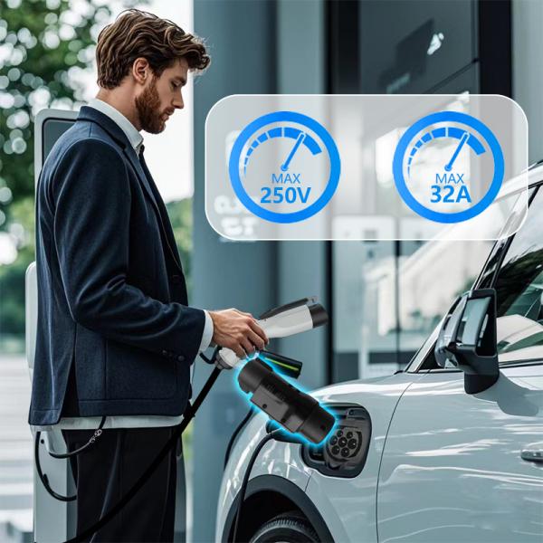 Quality Type2 Electric Car Adapter 7KW Type1 TO Type2 Charger Adaptor for Black Output for sale