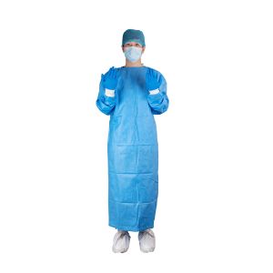 Quality AAMI PB70:2012 Level-3 Knitted Cuffs Disposable SMS Fabric Surgical Gown for sale