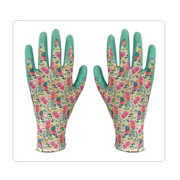 Quality Small Hands Green Nitrile Dipping Protective Gardening Gloves for sale