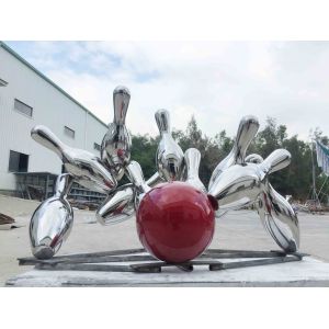 Quality Modern Large Metal Garden Ornaments Bowling Bowl Shape Stainless Steel for sale