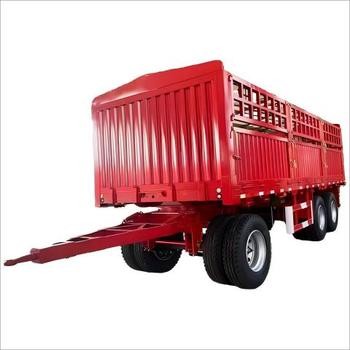 Quality Farm 2-Axles Flat Platform Fence Drawbar Full Trailer With Ladder for sale