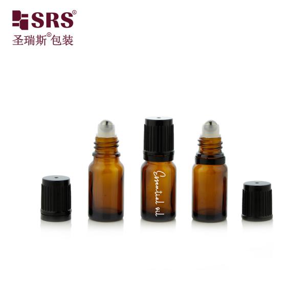 Quality 10ml Mini Empty Round Amber Glass Bottle With Steel Ball Child Proof Cap For for sale