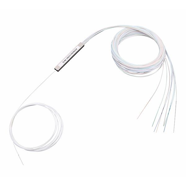 Quality Mini Steel Tube Type 0.9mm Fiber Optic PLC Splitter 1X8 250μm Without Connector for sale