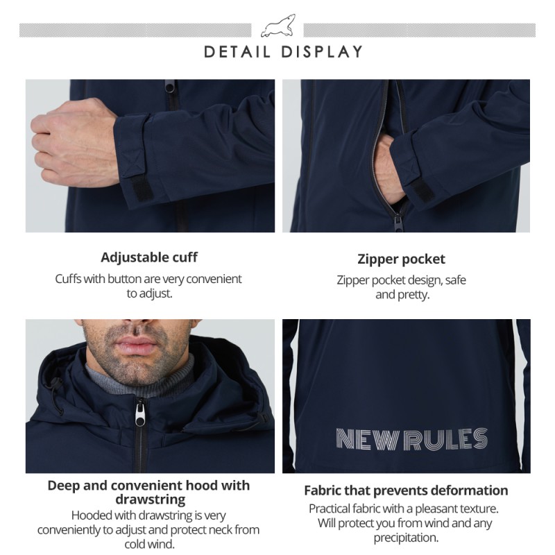 Man Sping Autumn Coat Fashionable and Practical Cotton Jacket for Autumn and Spring, black coat, man hooked coat